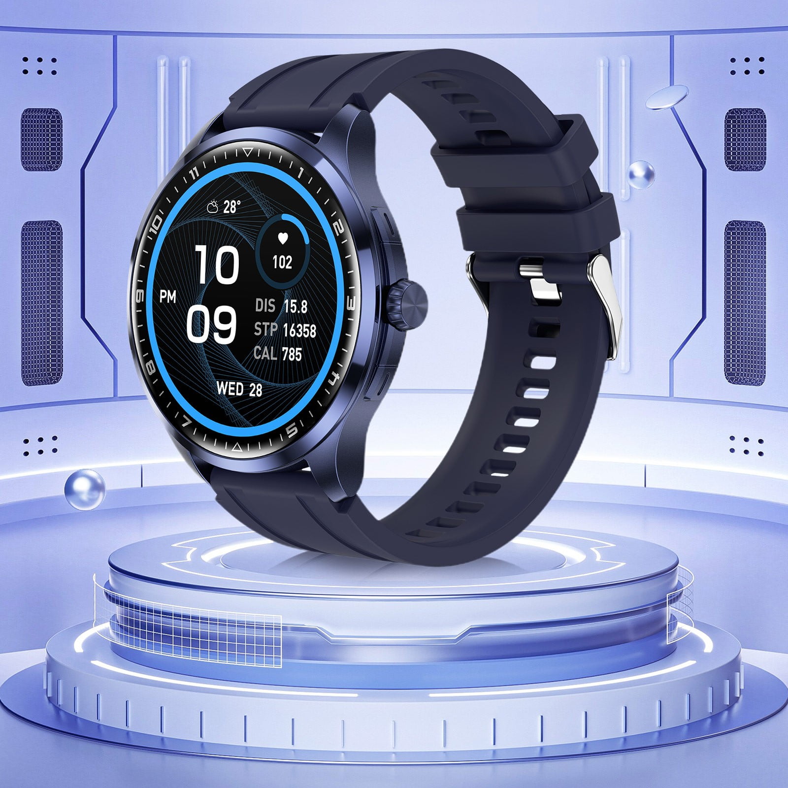 CheAAlet 1.46 Inch Circular Full Color Screen Smartwatch Bluetooth Call ...