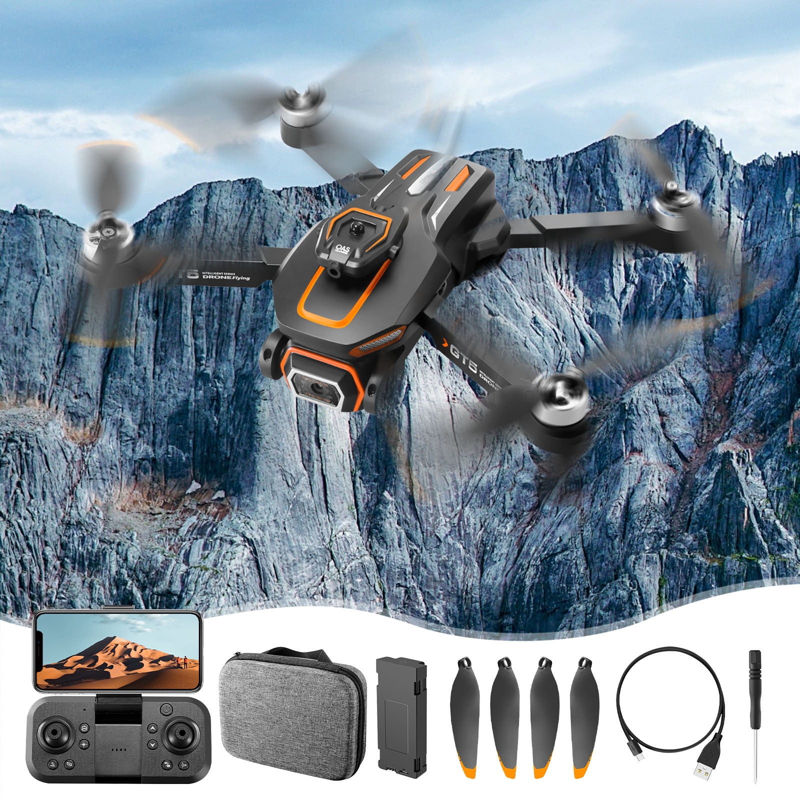 CheAAlet Brushless Aerial Photography Drone with Lights, Obstacle ...