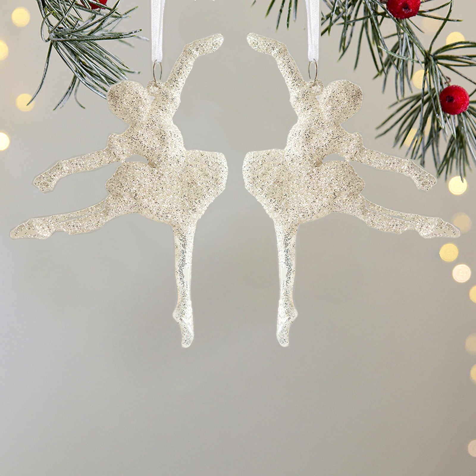 CheAAlet Christmas Tree Angel Glitter Pendant - Set of 2, Perfect for ...