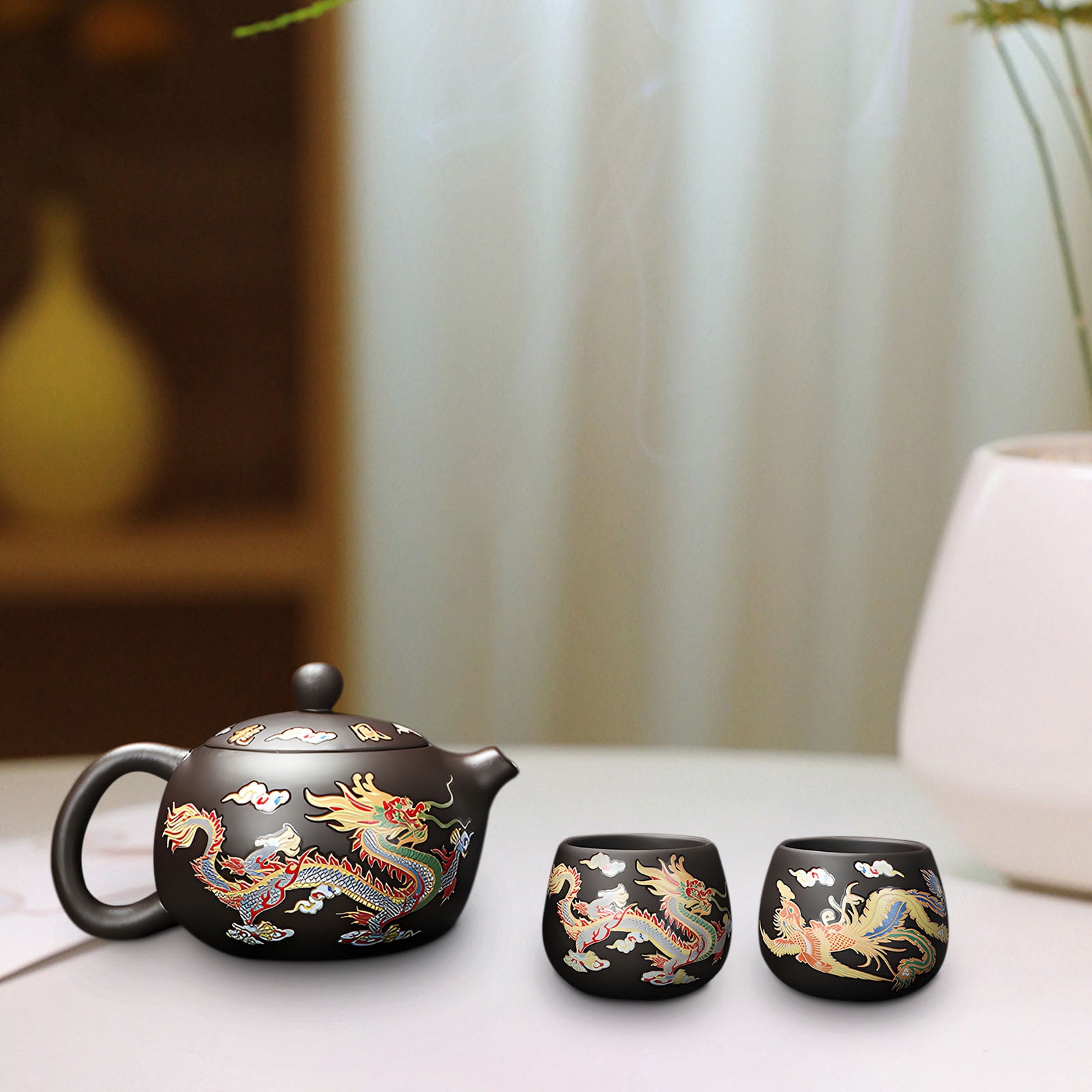 CheAAlet Color-Changing Dragon Tea Set, Purple Sand Kung Fu Teapot ...