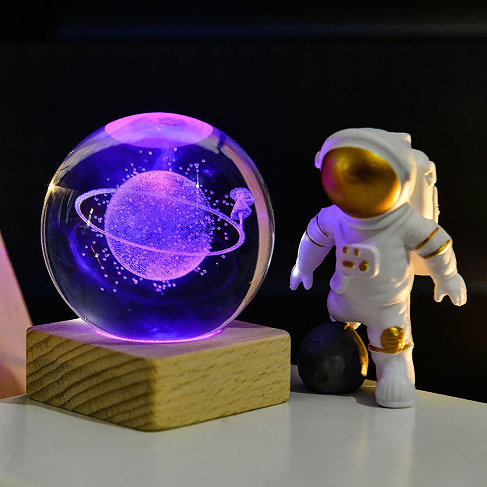 CheAAlet Galaxy Crystal Ball Night Light - Engraved Crystal Orb with ...