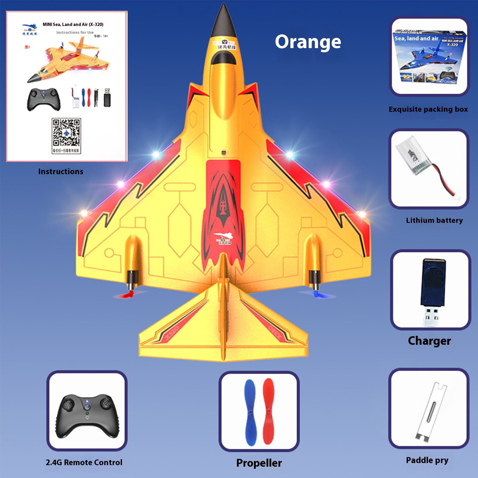 CheAAlet Land and Water X320 RC Airplane, Foam Watertight Remote ...