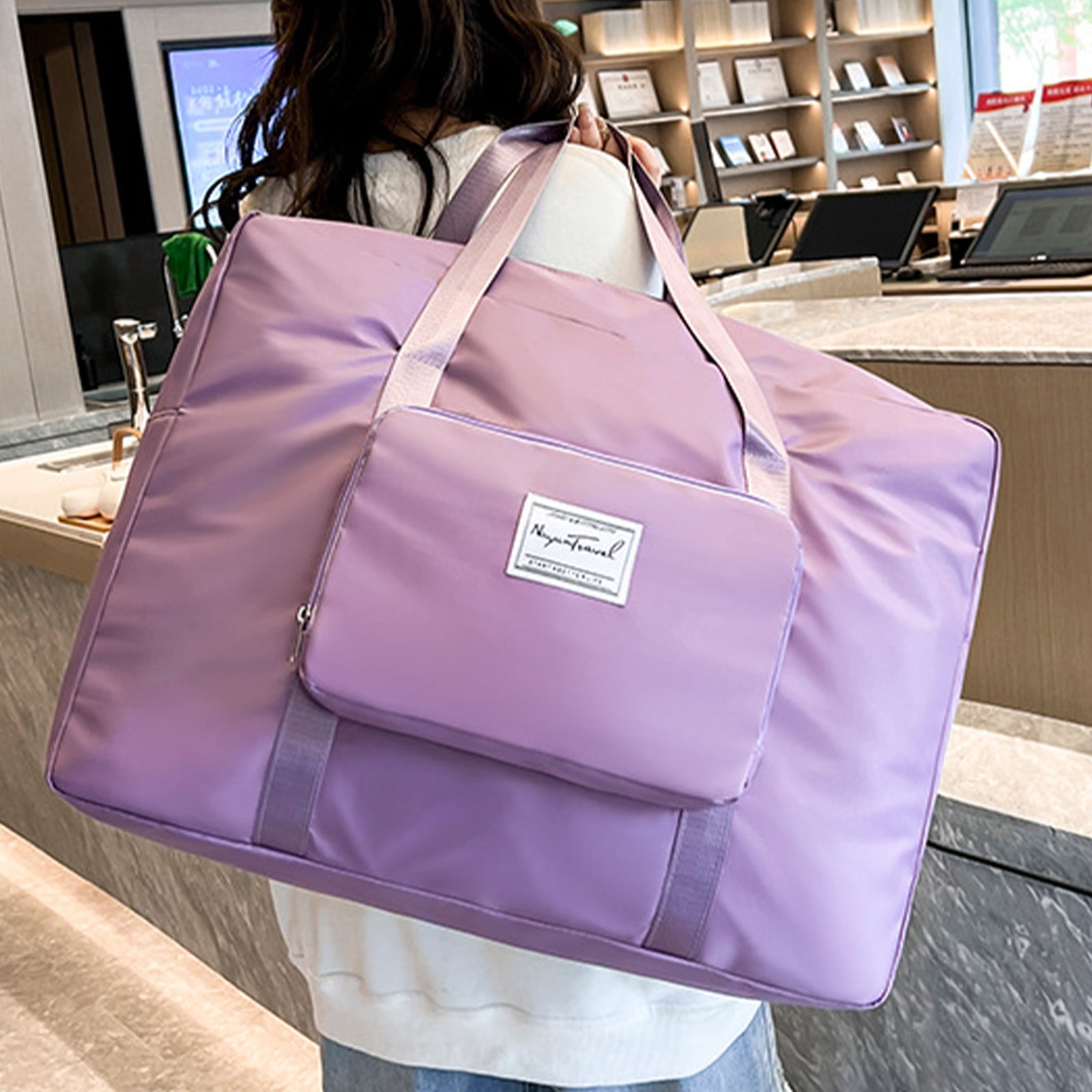 CheAAlet Large Expandable Travel Tote Bag with Trolley Sleeve & Wet ...