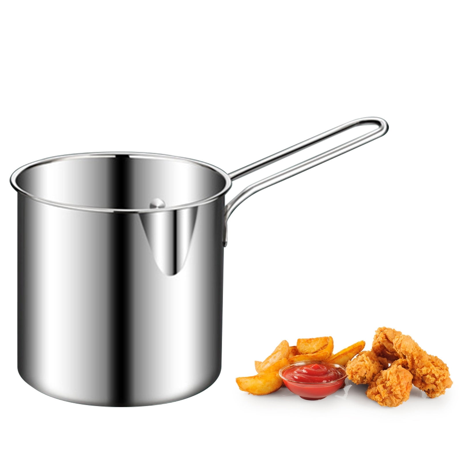 CheAAlet Mini Deep Fryer Pot Stainless Steel USA Style Oil-saving Small ...