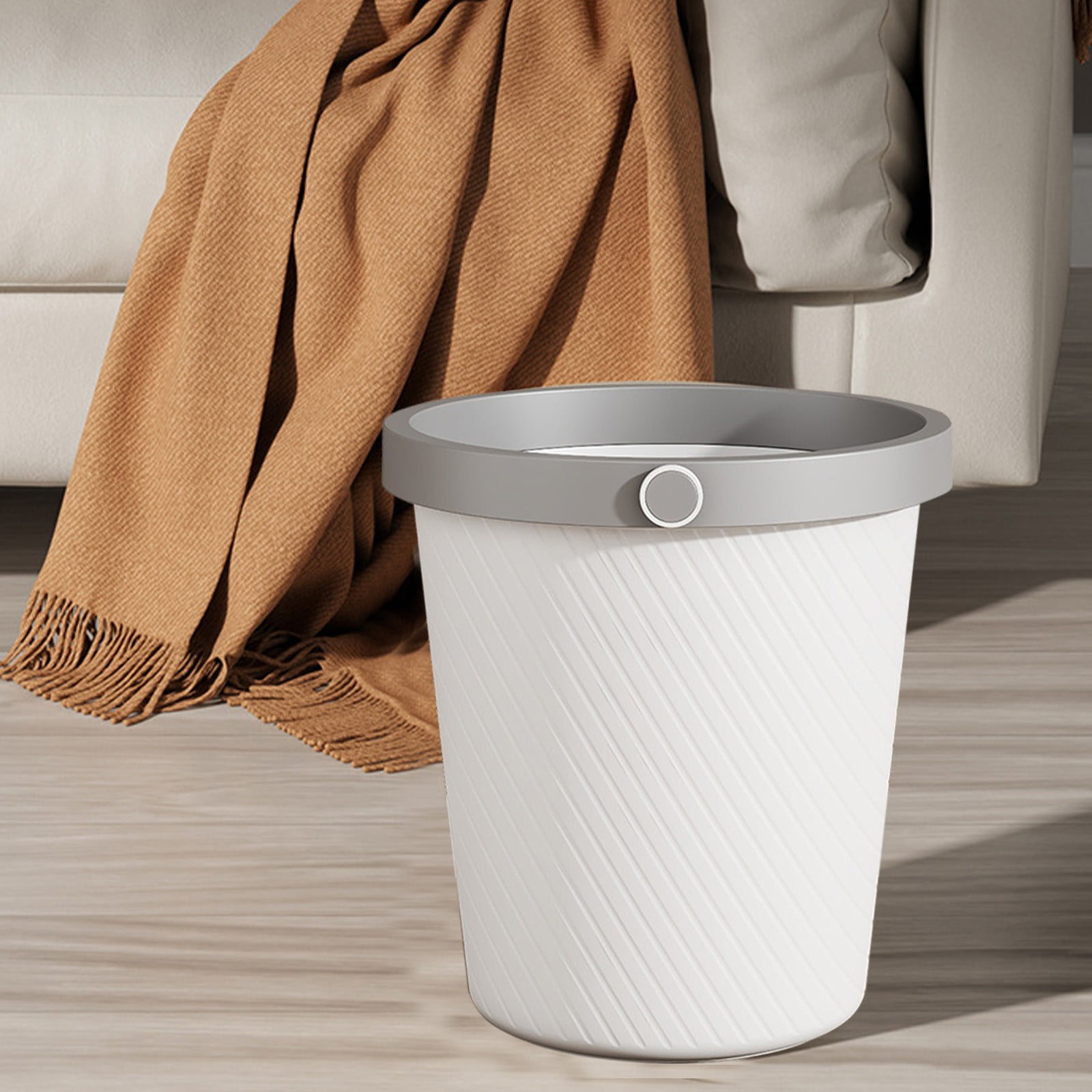 CheAAlet Plastic Thickened Rubbish Bin for Kitchen White Household ...