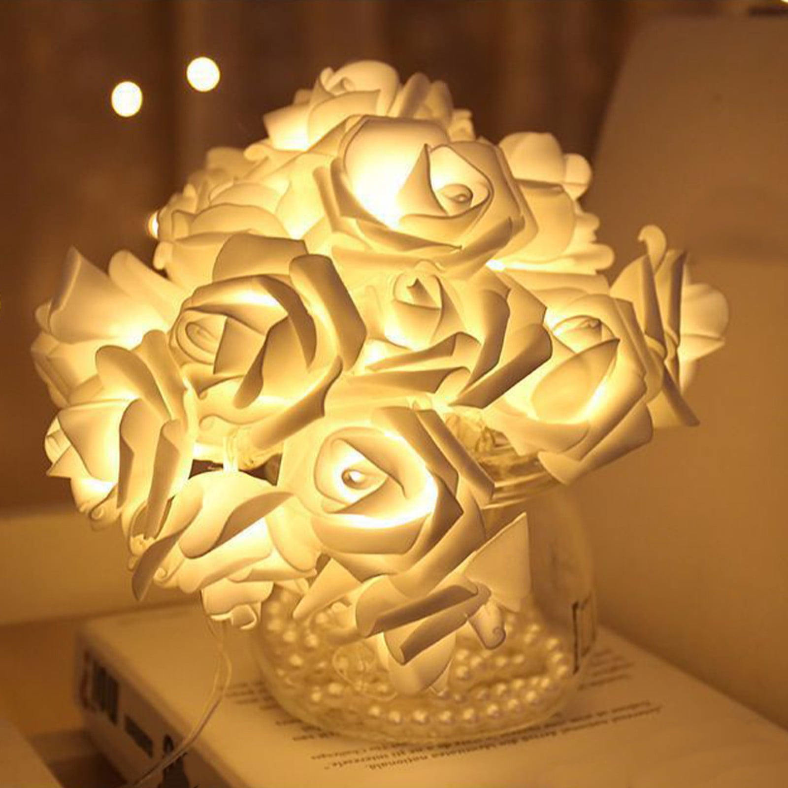 CheAAlet Rose Lamp Cute Pink Rose Table Lamp Girls' Gift Flower Desk ...