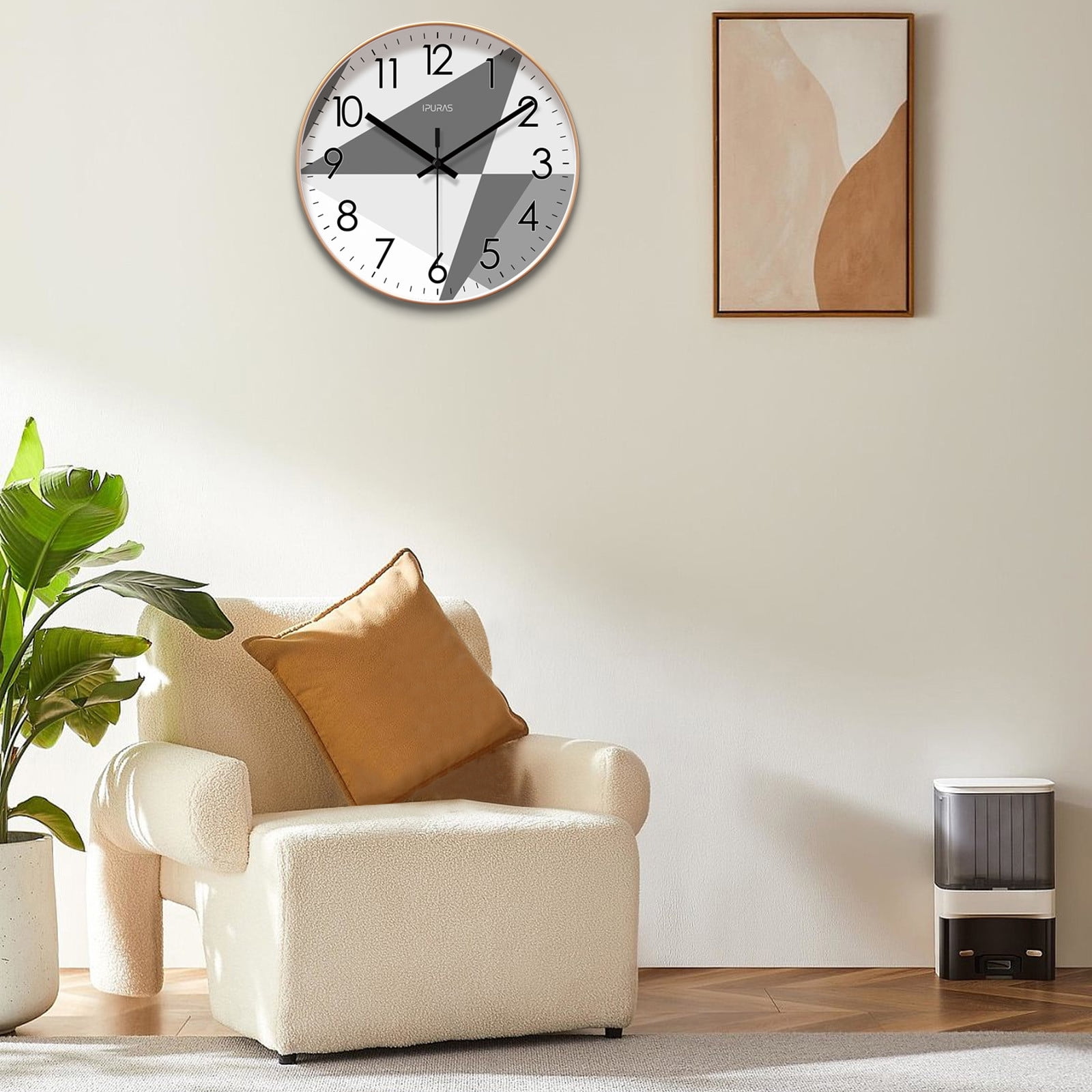 CheAAlet Silent Modern Gold Wall Clock - 10 Inch, Accurate Digital ...