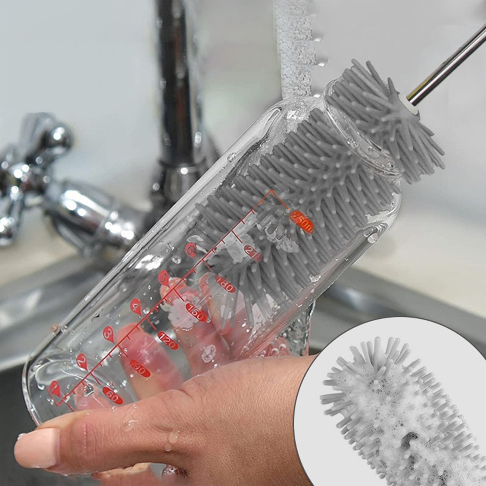 CheAAlet Silicone Long Handle Bottle Brush with Hooks - Efficiently ...