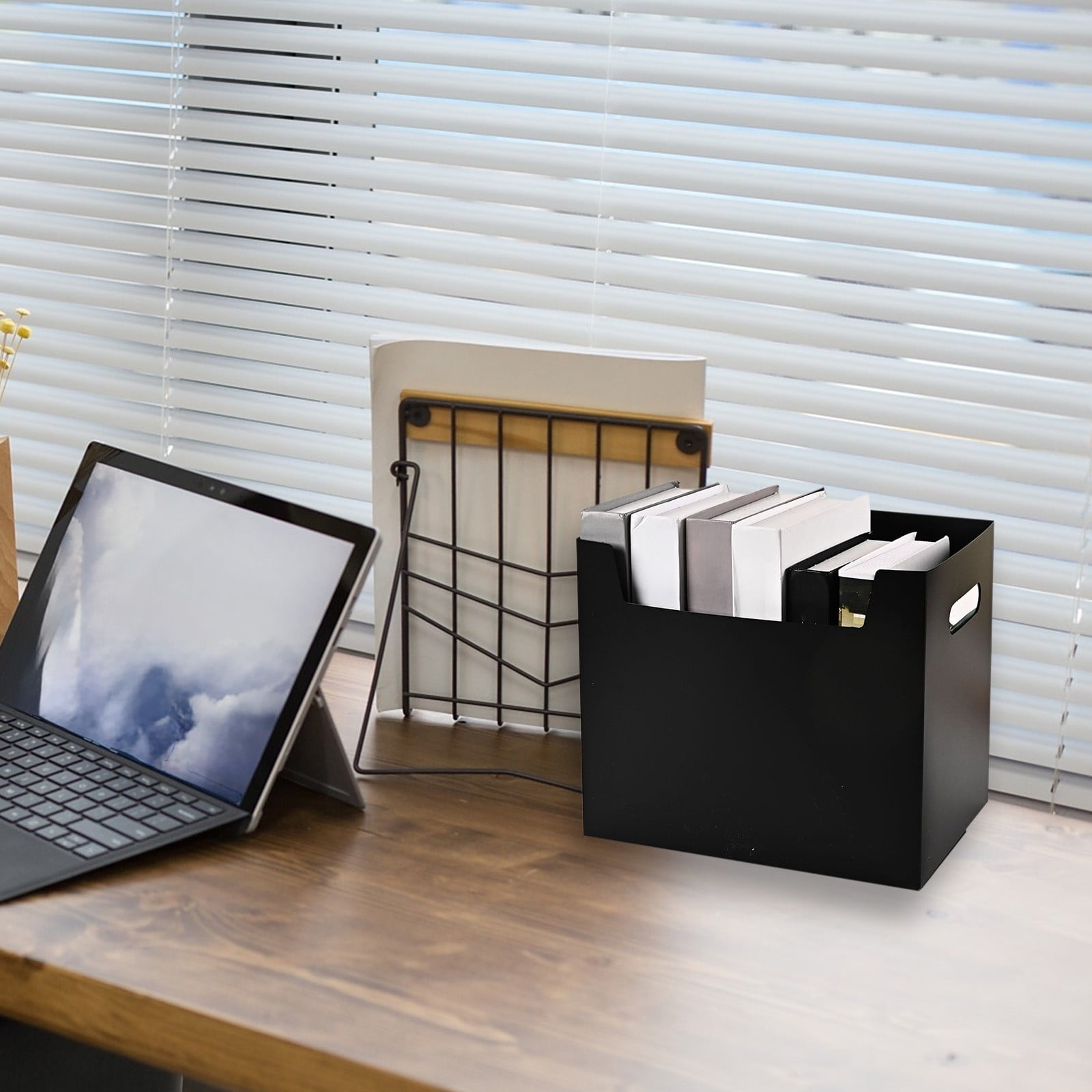 CheAAlet Small Portable Desktop File Box with Open Lid, 4 Pack, Side ...