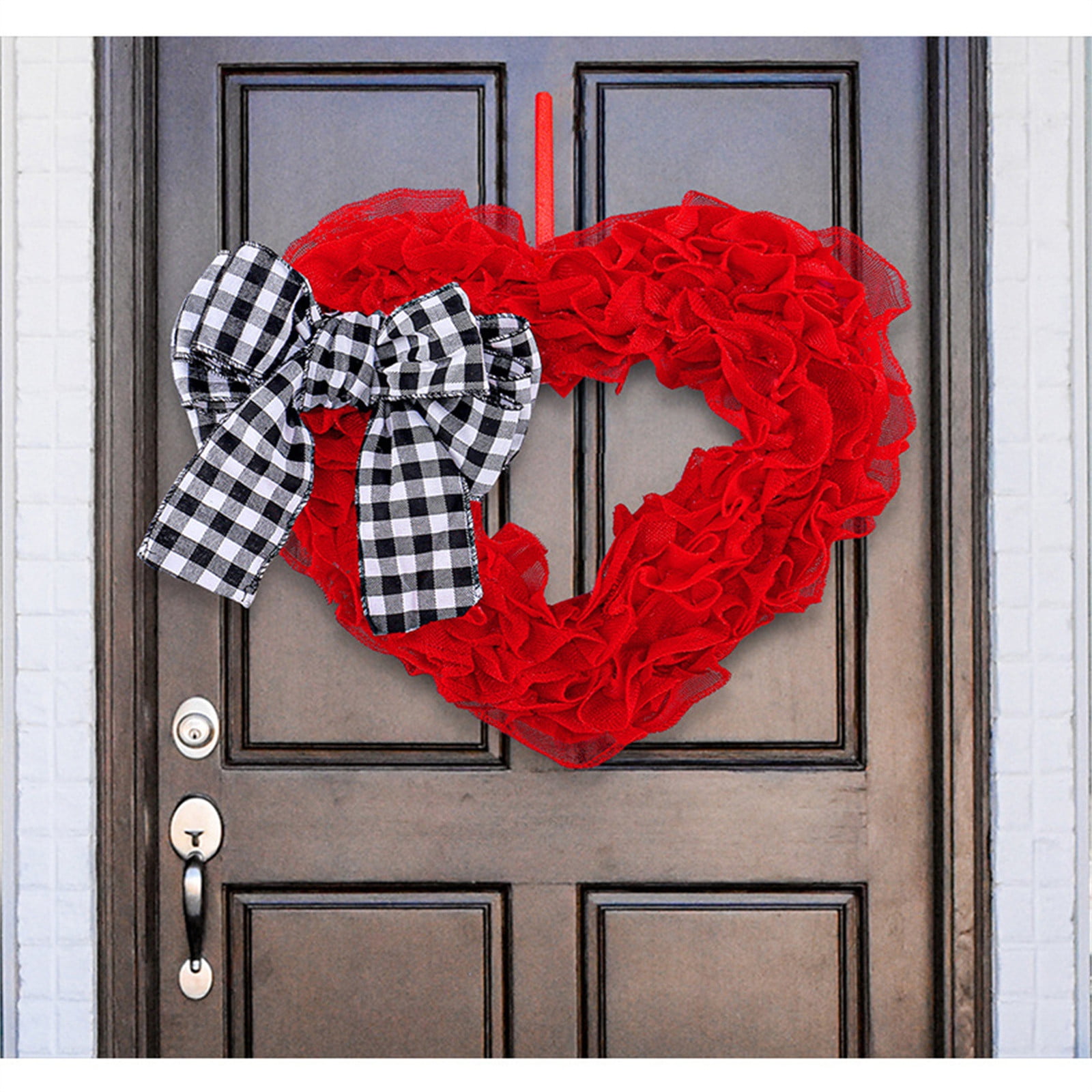 CheAAlet Valentine's Day Heart-Shaped Artificial Silk Flower Wreath ...