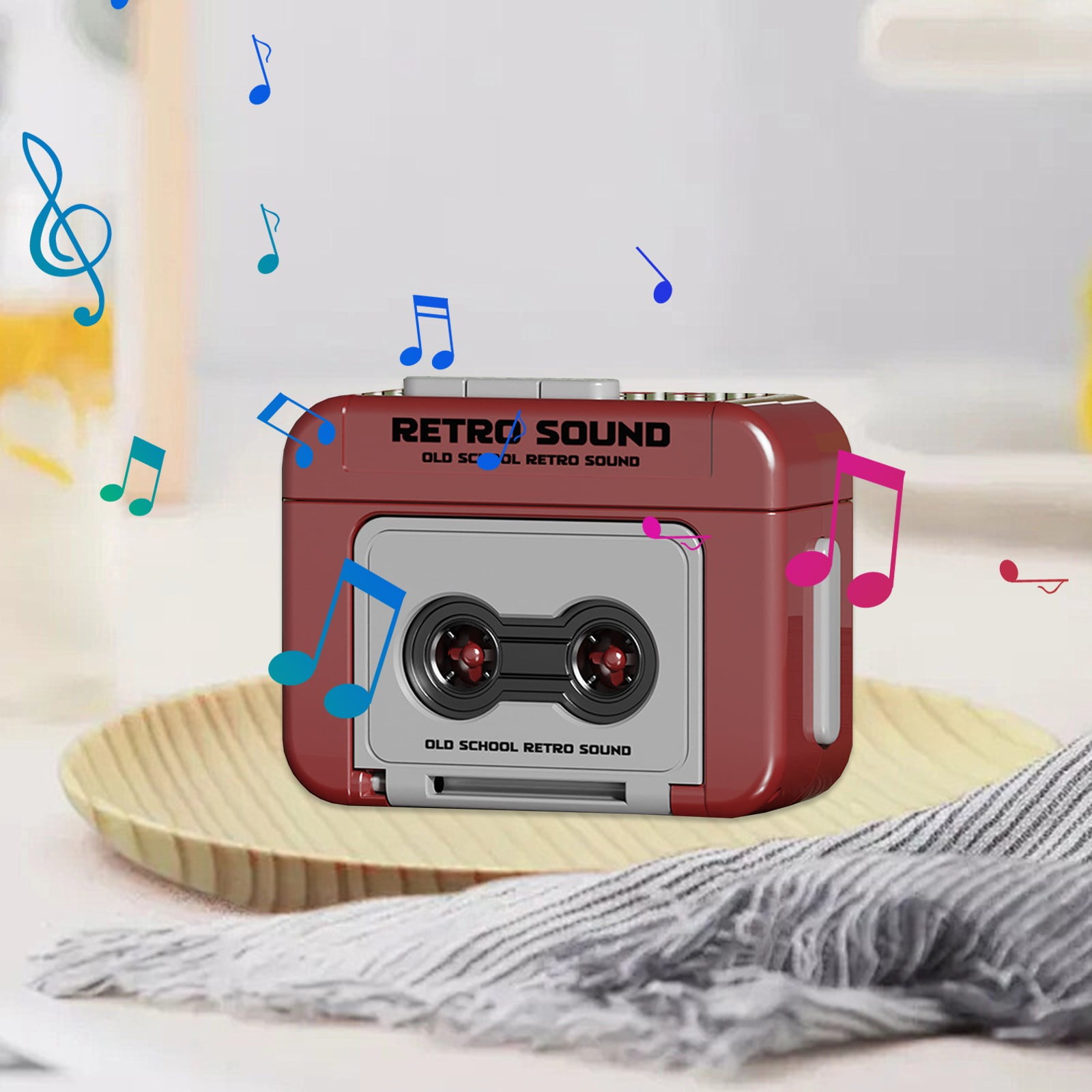 CheAAlet Vintage Mini Tape Recorder Keychain in Red - Retro Style Music ...