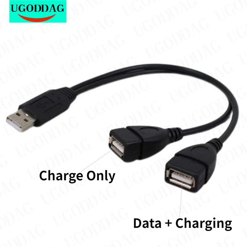 CheShi 1 Male Plug To 2 Female Socket USB 2.0 Extension Line Y Data Cable Power Adapter ...