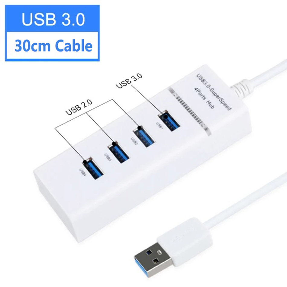 CheShi High Speed 4 Ports USB HUB 3.0 Adapter Expander Cable Multiport USB Splitter For Laptop ...