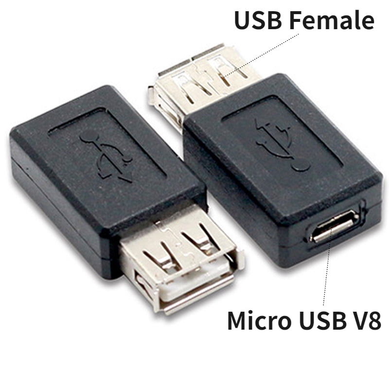 CheShi New Black USB 2.0 Type A Female to Micro USB B Female Adapter ...