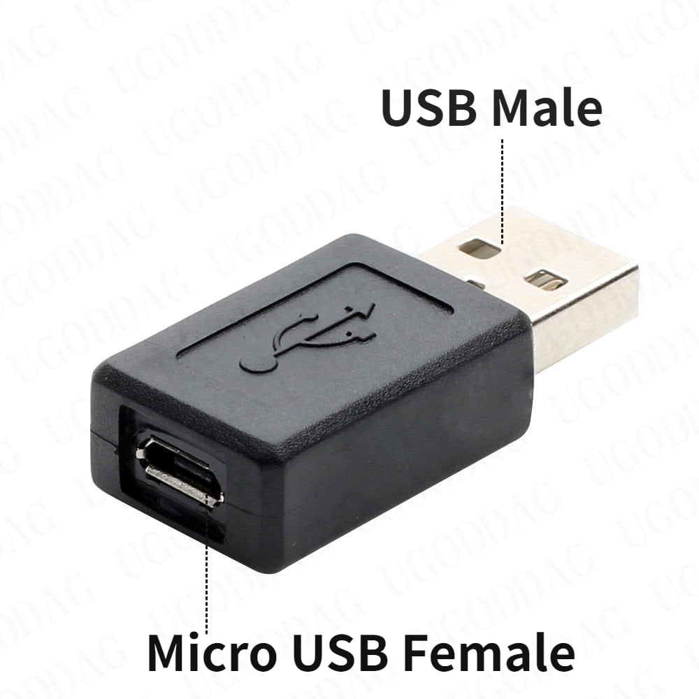 CheShi USB 2.0 Type A Female to Micro USB B Female Adapter Plug ...
