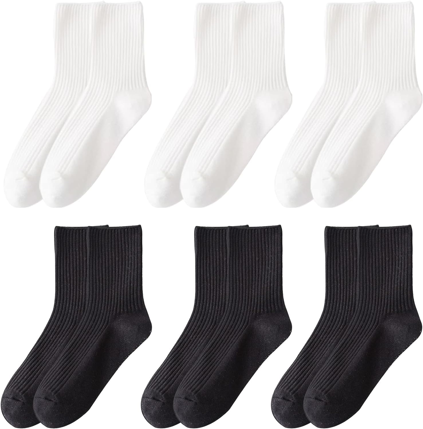CheShi Women's Cotton Crew Socks Cute Neutral Ribbed Knit Slouch Boot ...