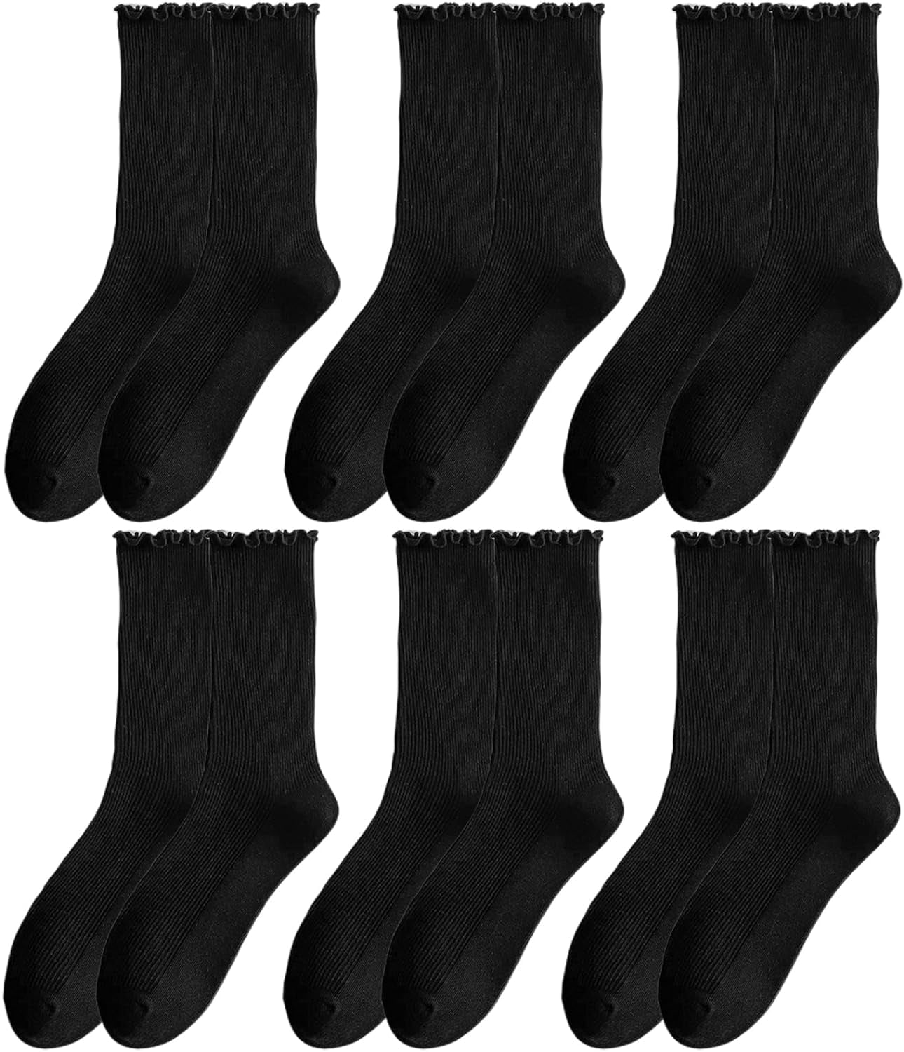 CheShi Women's Cute Ruffle Frilly Socks Neutral Thin Cotton Knit Crew ...