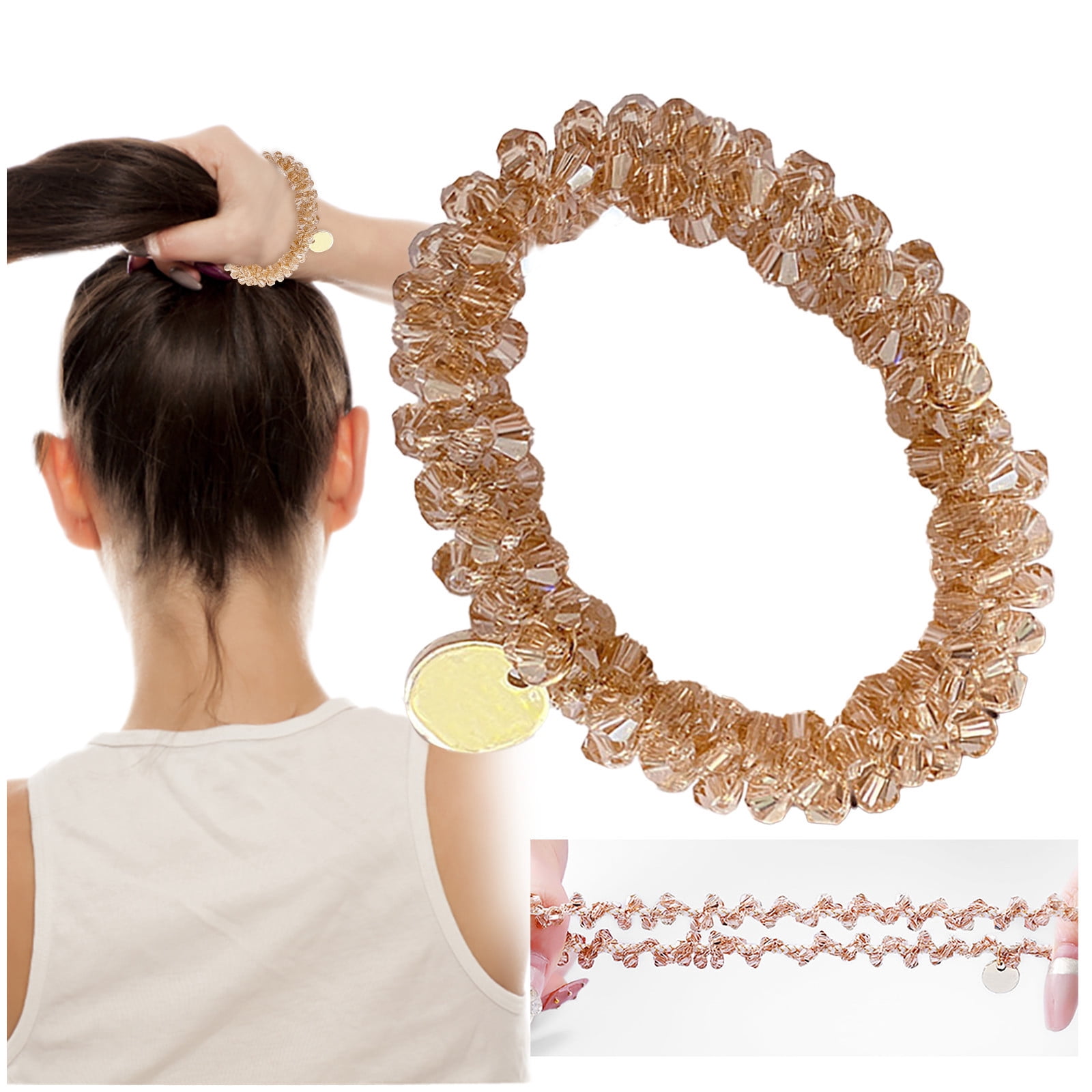 Cheap and Cheerful! Niceme Hair Rope Woven Hair Rope Crystal Elastic ...