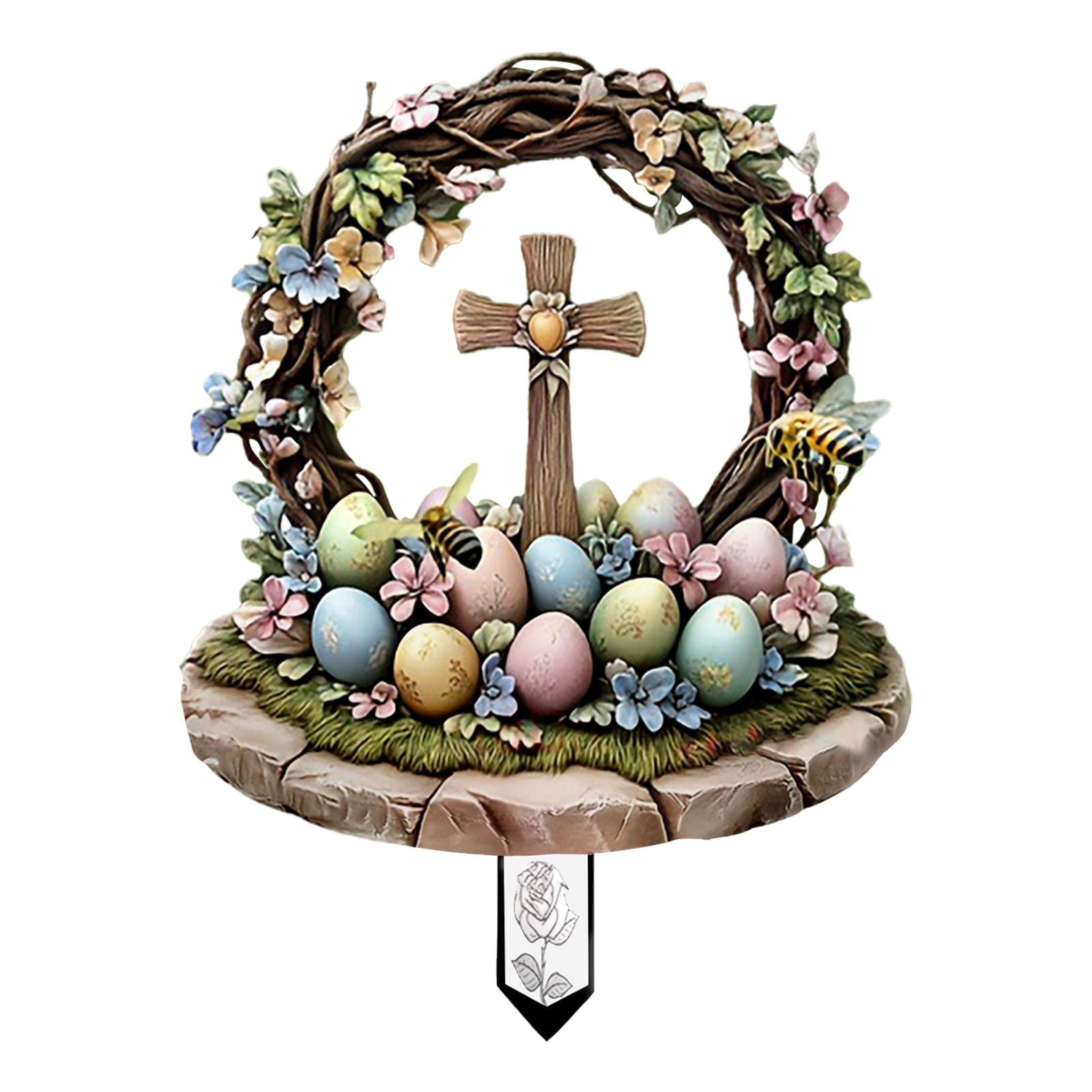 Cheap Stuff Easter Acrylic Garden Stake - Colorful Multi-Egg Bunny ...