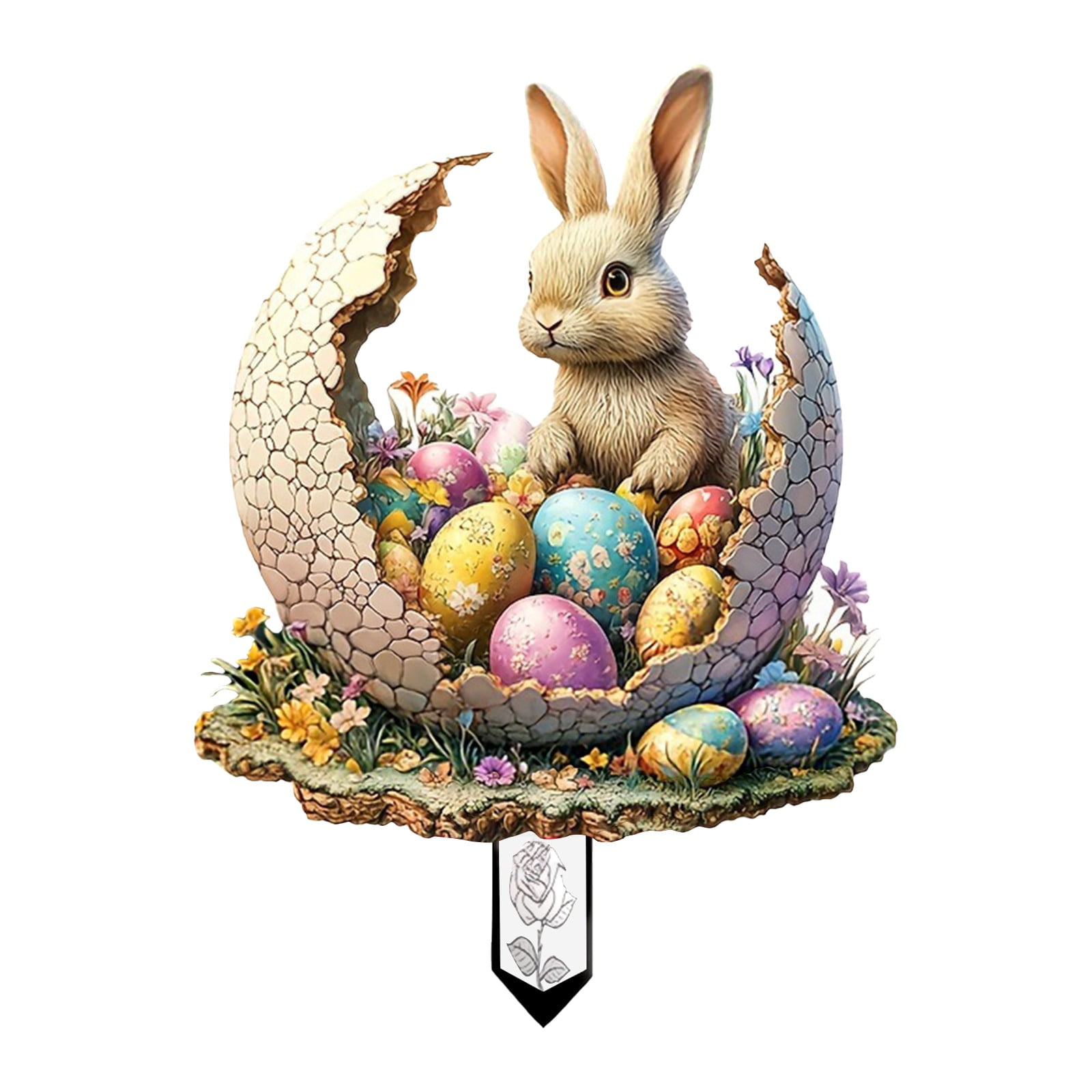 Cheap Stuff Easter Acrylic Garden Stake - Colorful Multi-Egg Bunny ...