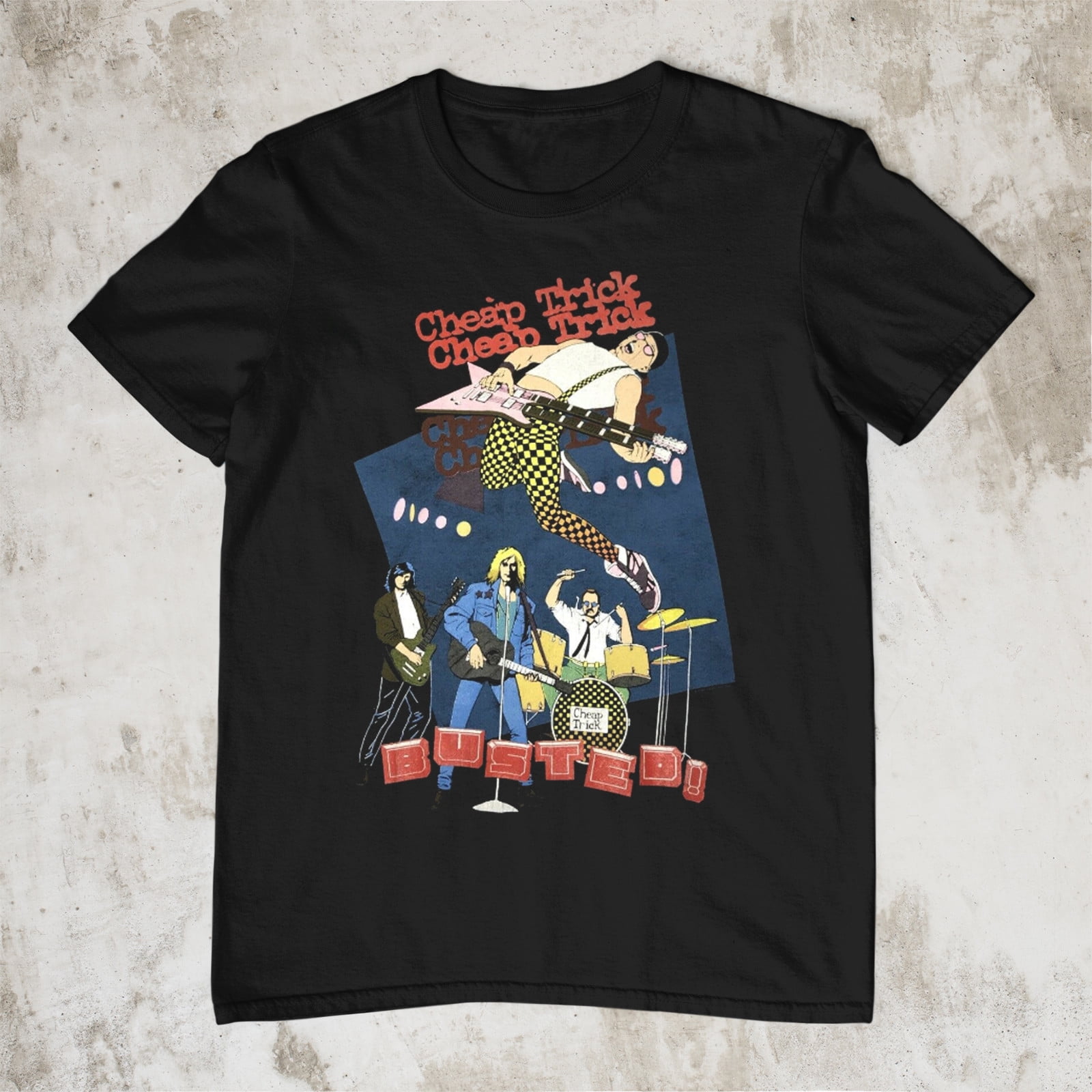 Cheap Trick Busted Tour Black Short Sleeve Concert Black All Size Men's ...