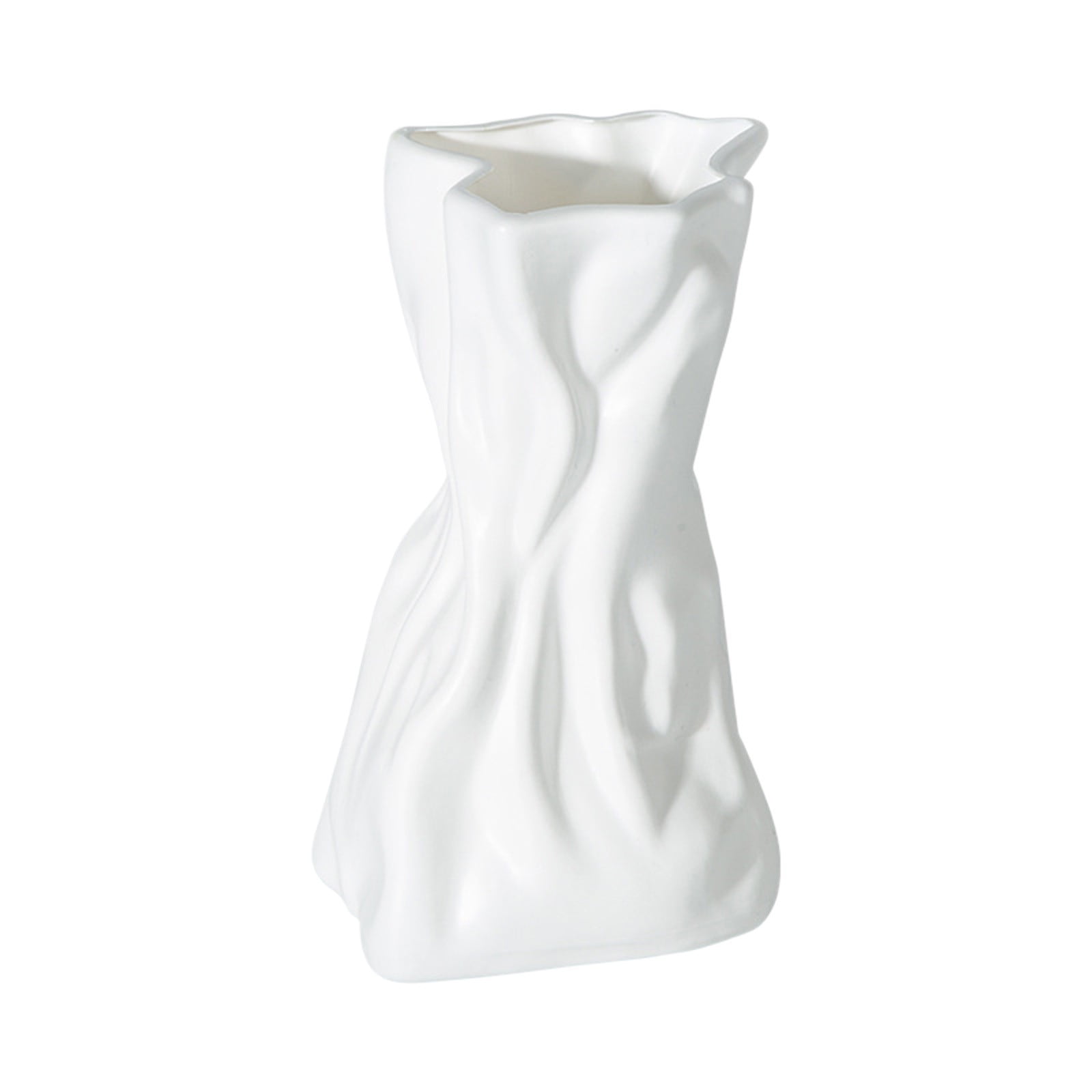 Cheapark 1.6L Square Bottom Flat Mouth Pleated Vase Modern Decorative ...