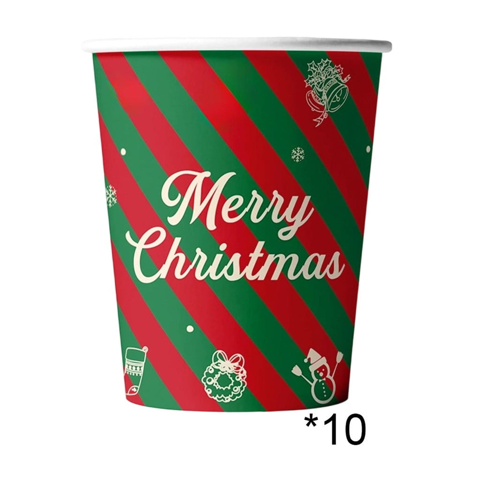 Cheapark 10-Pack Christmas Tree Pattern Disposable Paper Cups - Party ...