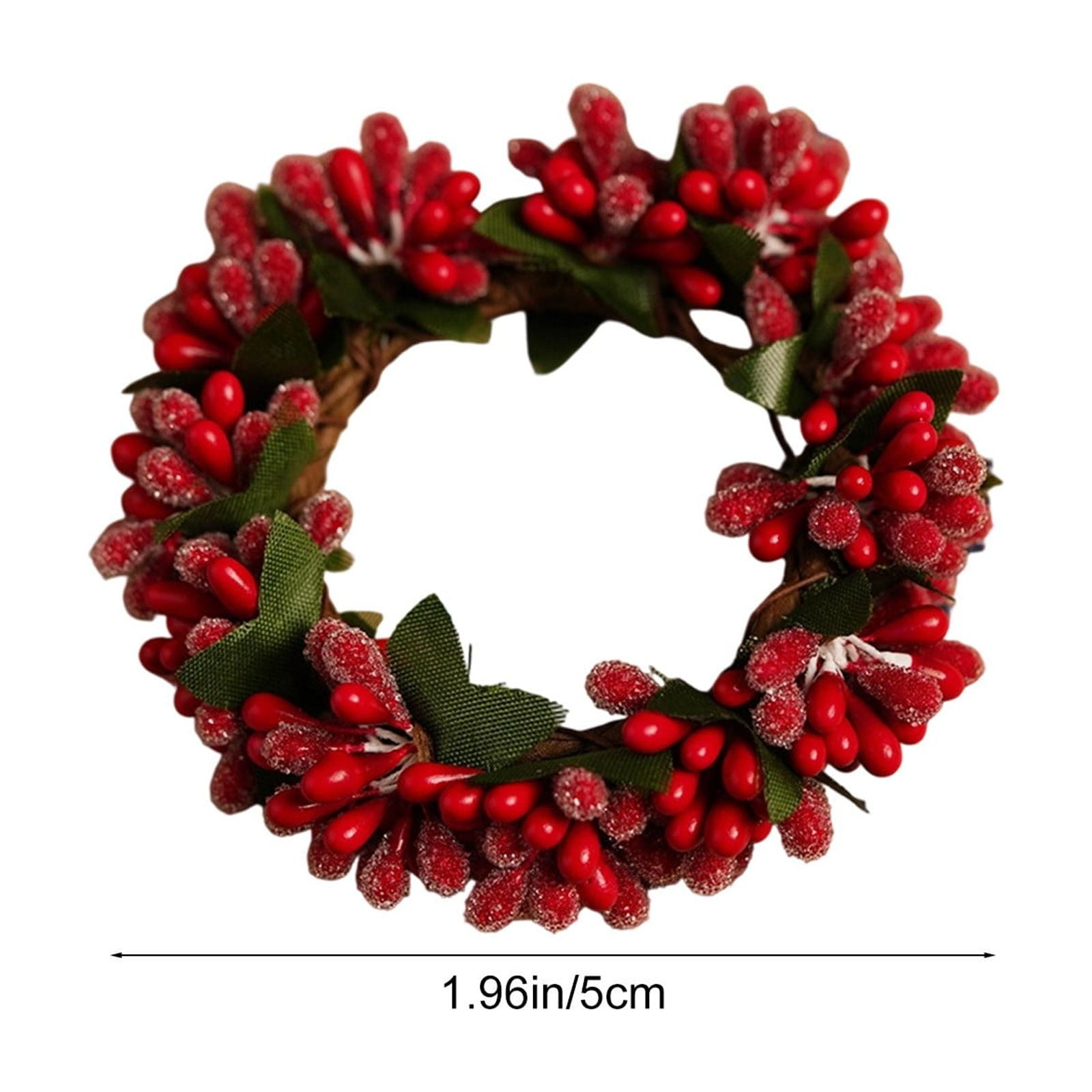 Cheapark 2in Christmas Candlestick Wreath - Red Berry Centerpiece Table ...