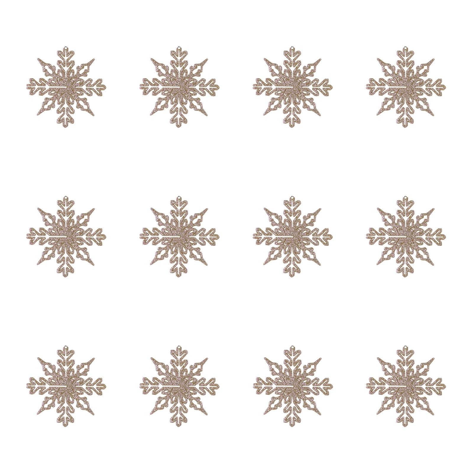 Cheapark 3.9 Inch Plastic Hollow Snowflake Ornaments - 10CM Sparkling ...