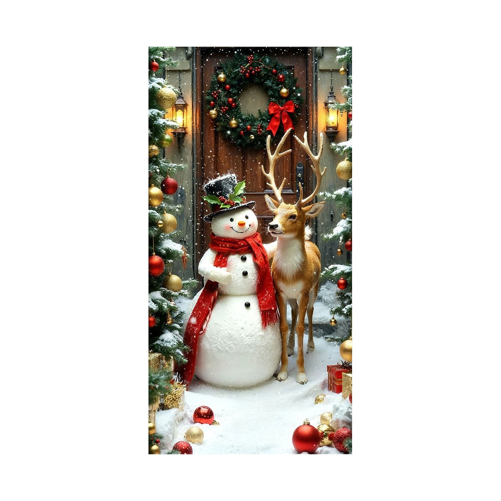 Cheapark 35X72 Inch Christmas Door Cover Curtain - Lightweight Reusable ...