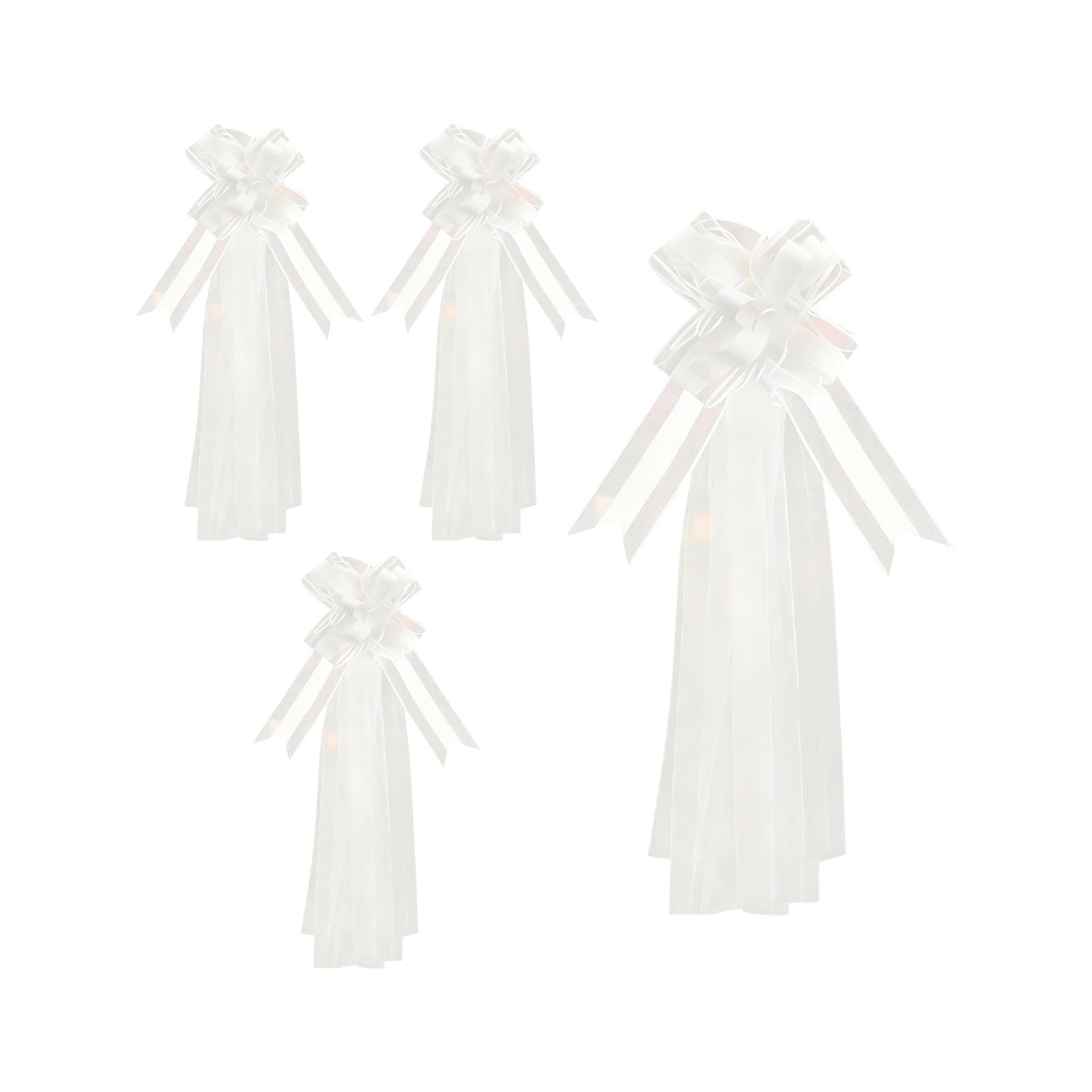 Cheapark 4 Piece White Bench Decor Set with Butterfly Bow Long Sheer ...