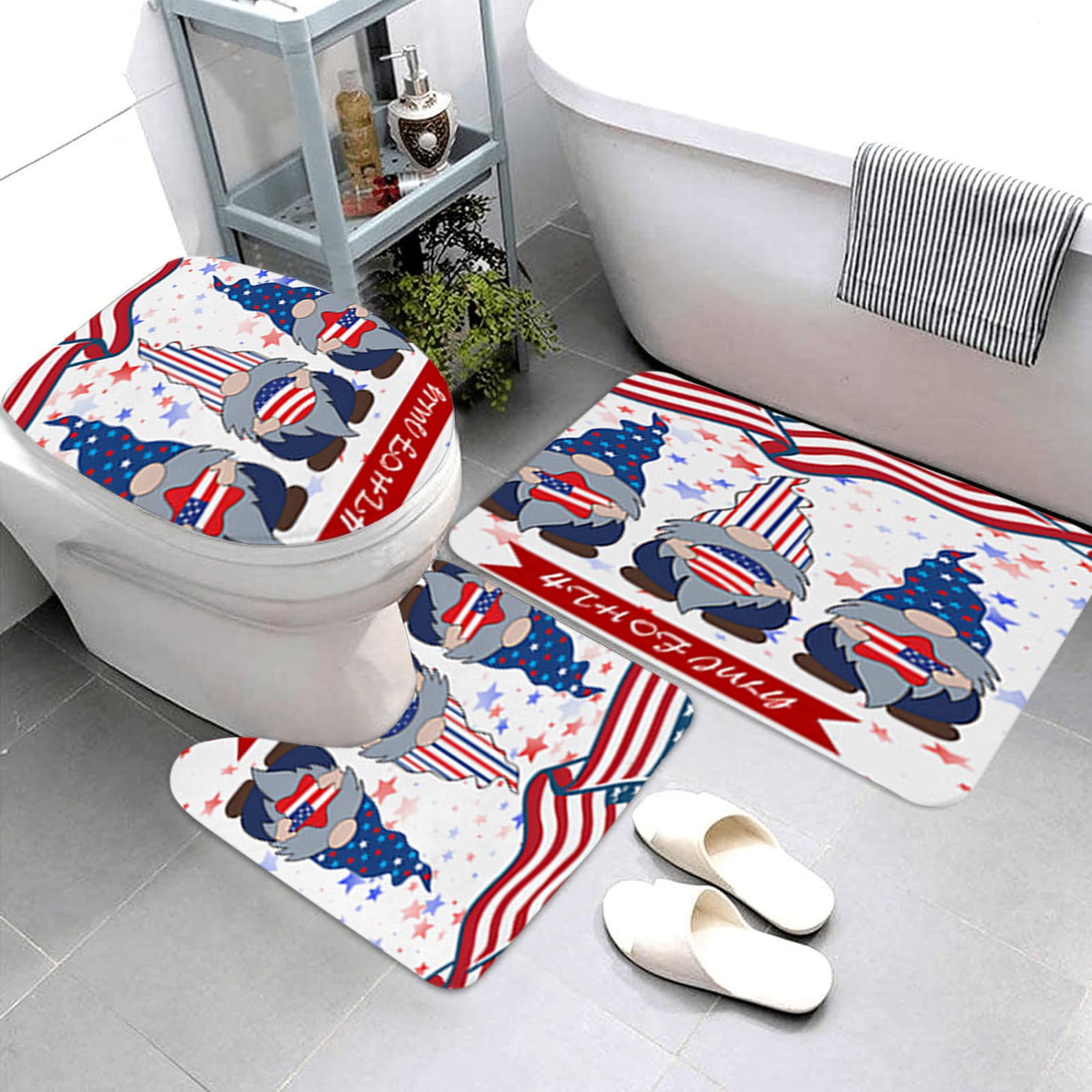 Cheapark 4th of July Patriotic Bathroom Accessory Set 3 Pack Non Slip ...