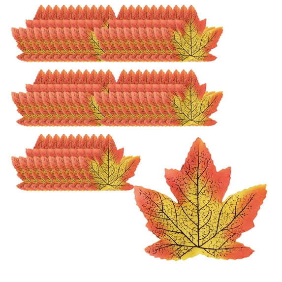 Cheapark 50-Pack Fall Artificial Maple Leaves 4inch Faux Autumn Leaf ...