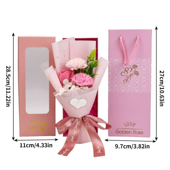 Cheapark Artificial Carnation & Rose Soap Flower Bouquet - Gift Boxed ...