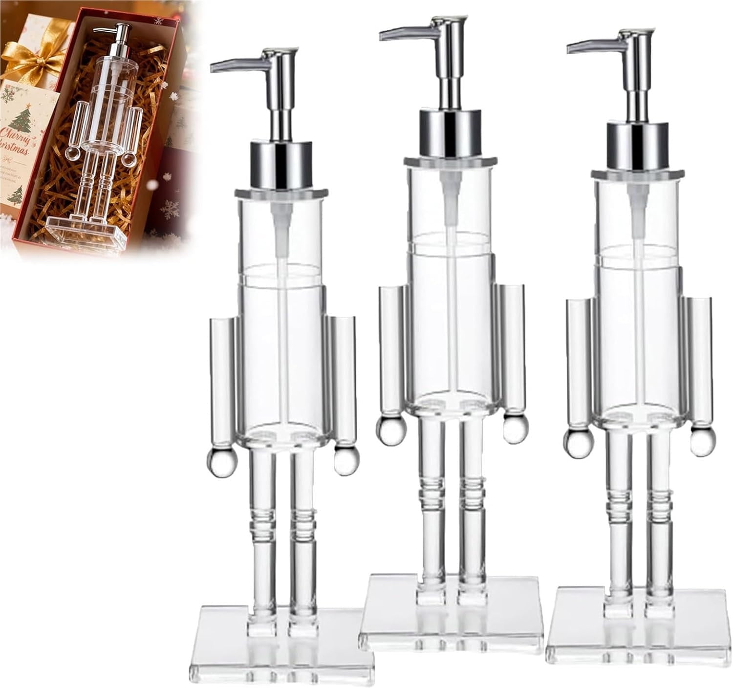 Cheapark Clear Acrylic Christmas Soap Dispenser - Refillable Pump ...