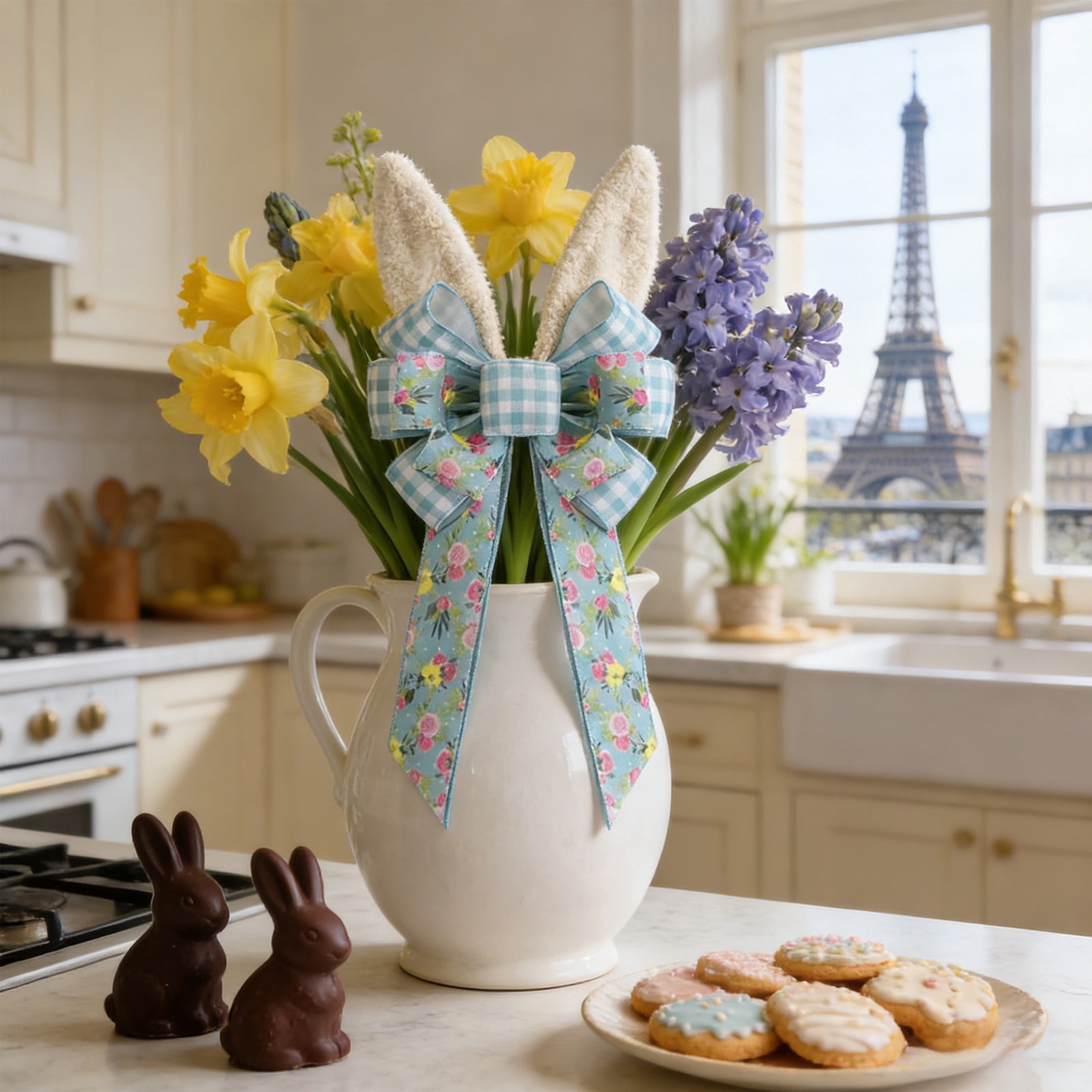 Cheapark Colorful Ribbon Festival Decoration Easter Bunny Bow Creates ...