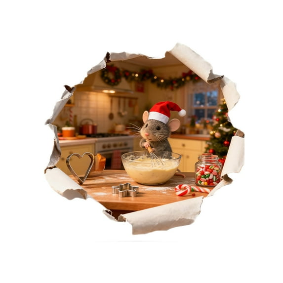 Cheapark Cute Christmas Mouse Wall Stickers - Cartoon Design Decor ...