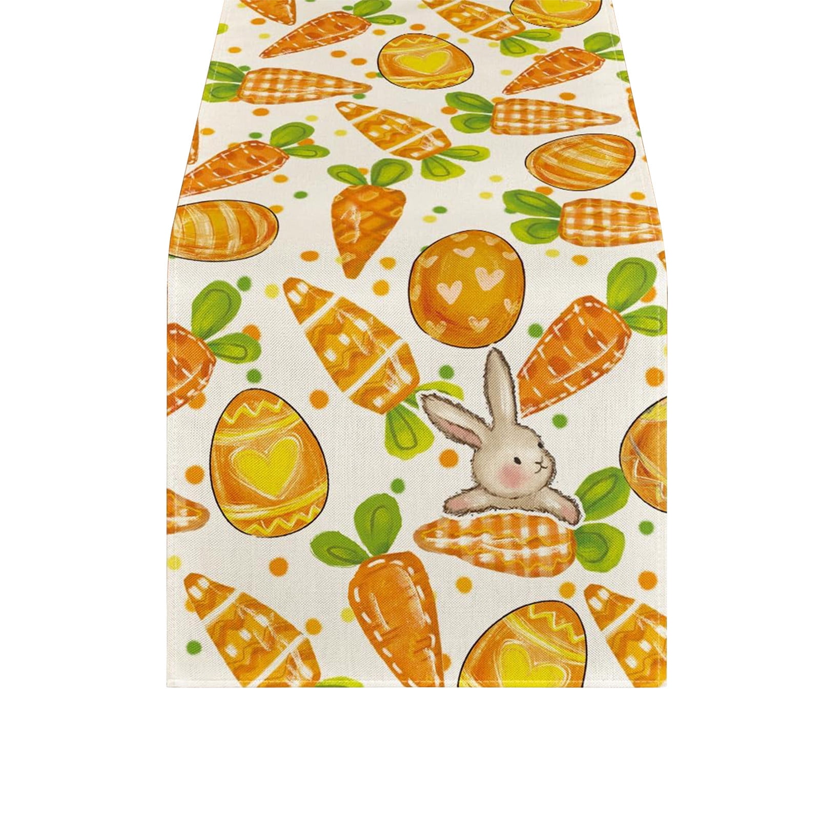 Cheapark Durable Linen Gift Easter Table Runner Spring-Themed Rabbits ...