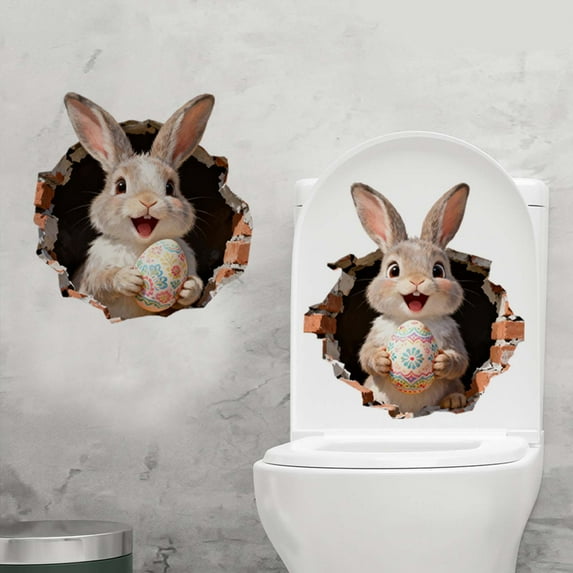 Cheapark Easter Bunny Adhesive Wall Stickers Removable Reusable Decor ...