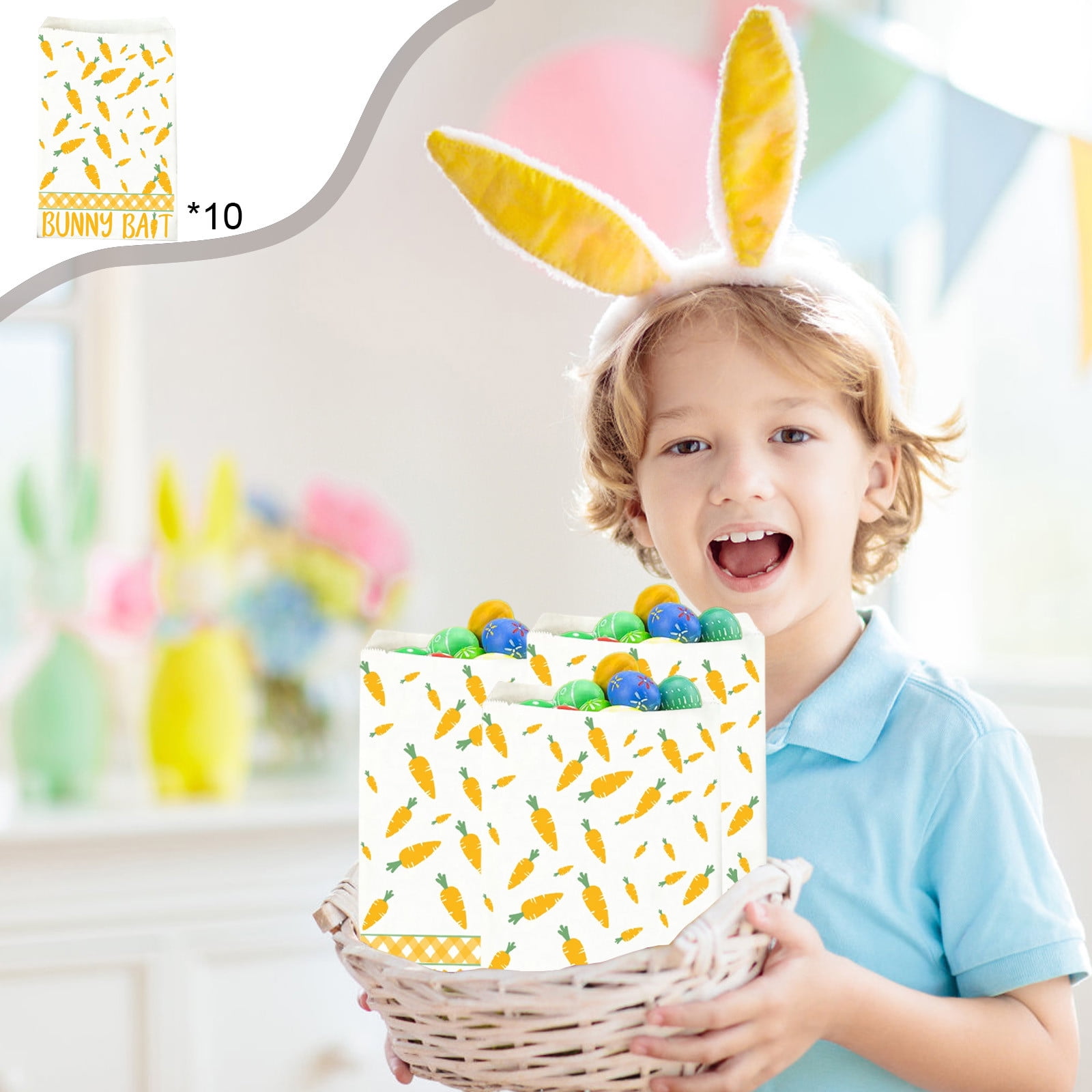 Cheapark Easter Bunny Egg Linen Drawstring Candy Bag Durable Reusable ...