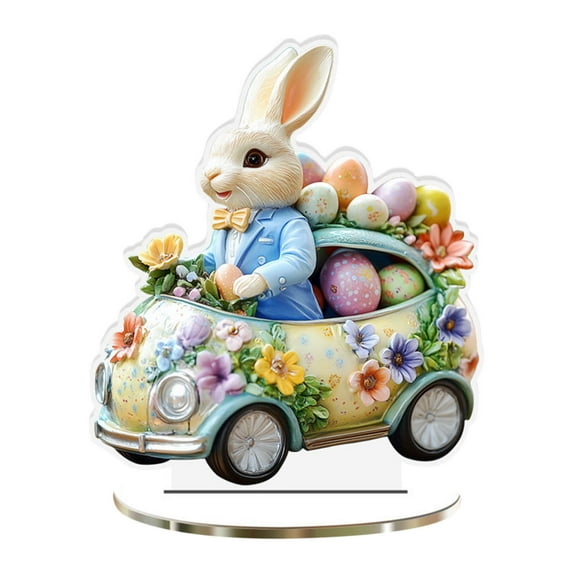 Cheapark Easter Bunny Eggs Acrylic Desktop Decorations Hollow Ornament ...