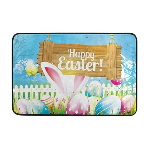 Cheapark Easter Doormat Holiday Welcome Mat With Bunny And Flowers ...