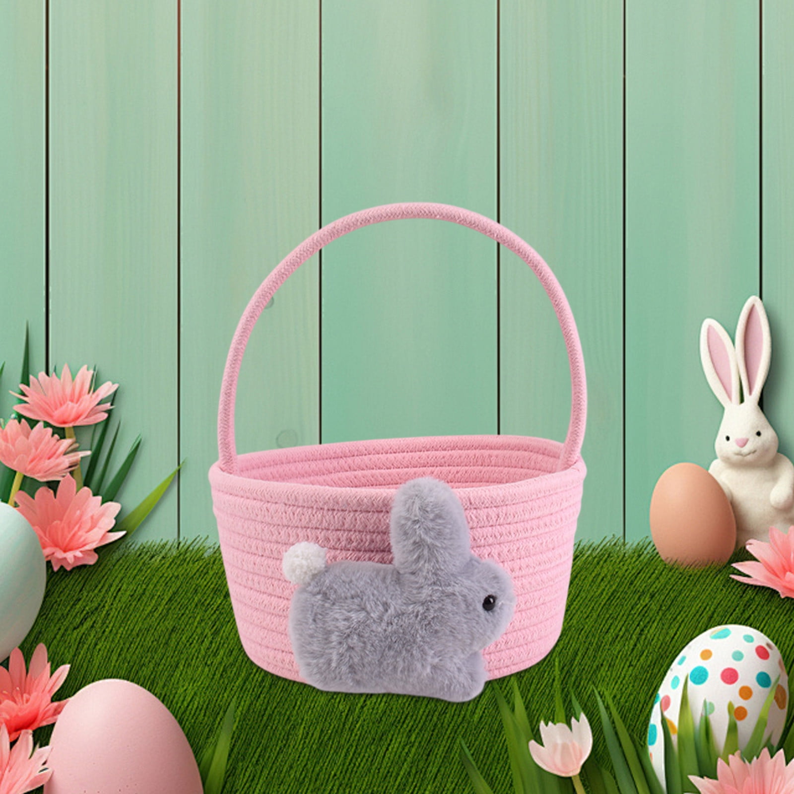 Cheapark Easter Woven Storage Basket with Cotton Rope for Egg Display ...