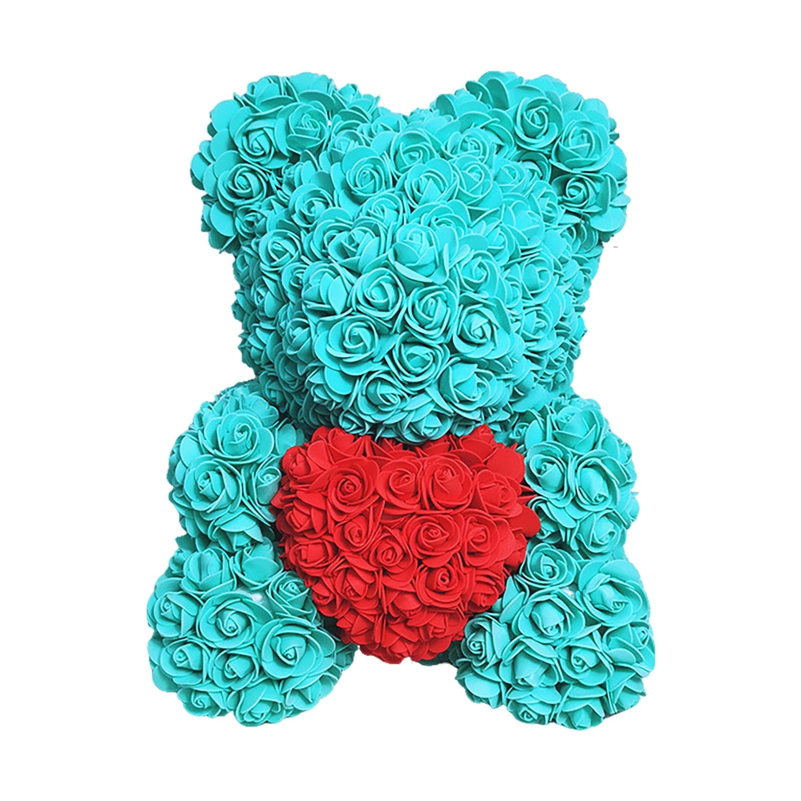 Cheapark Faux Rose Bear with Heart 10 Inches Tall Artificial Flower ...
