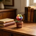 Cheapark Hand Knitted Artificial Flower Mini Potted Plant Decor ...