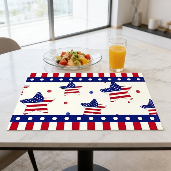 Cheapark Independence Day Linen Placemat Patriotic Table Mat 17.7x11.8 ...