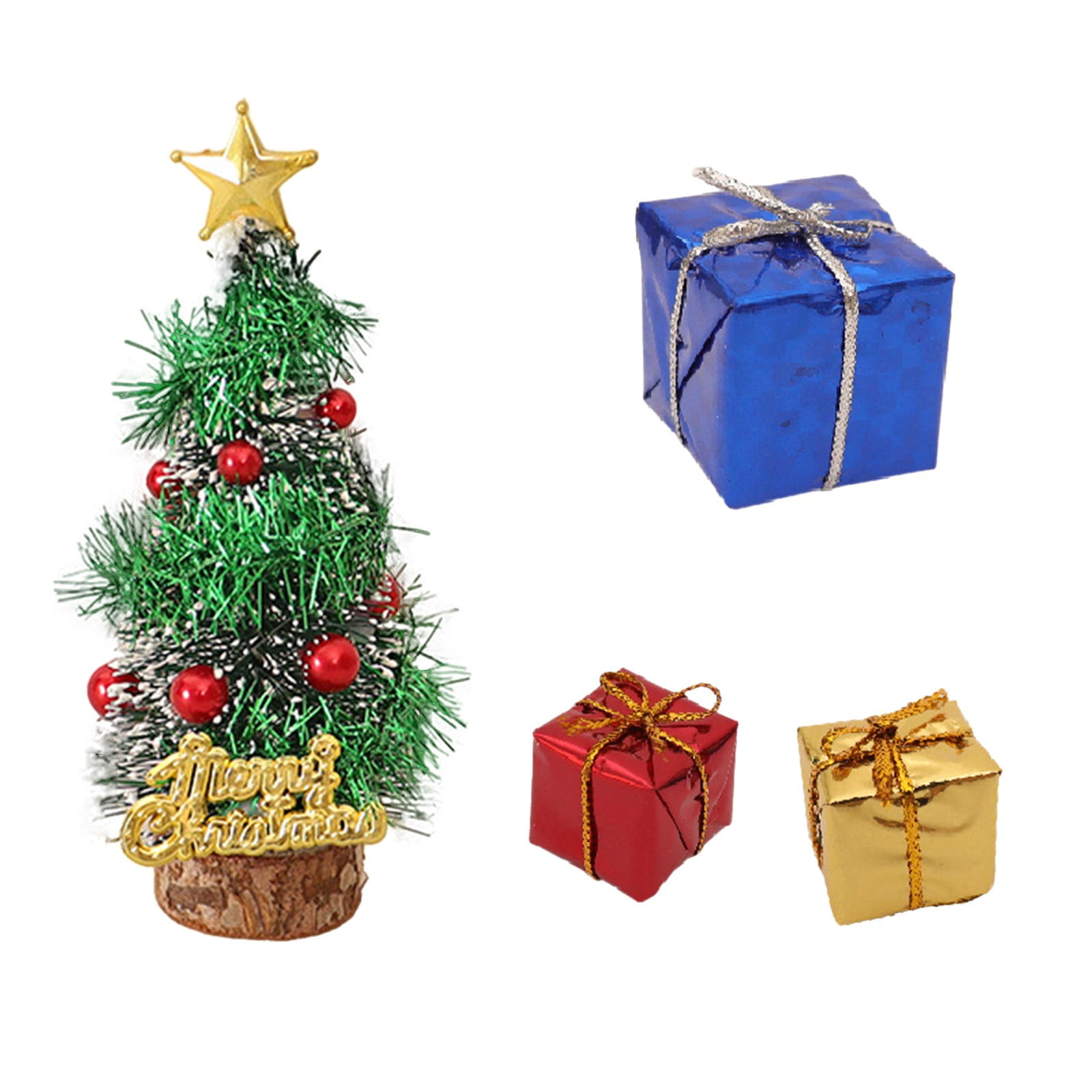 Cheapark Mini Christmas Tree Ornaments Set Miniature Holiday Scene ...