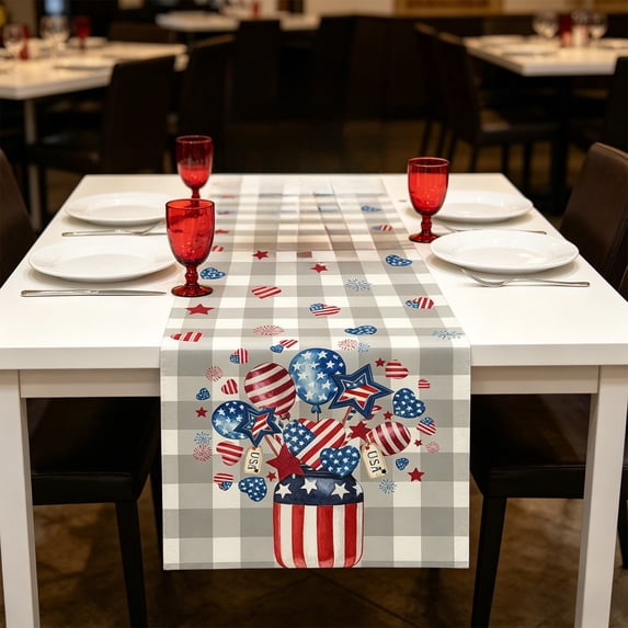 Cheapark Patriotic Table Runner Independence Day Linen Decor holiday ...