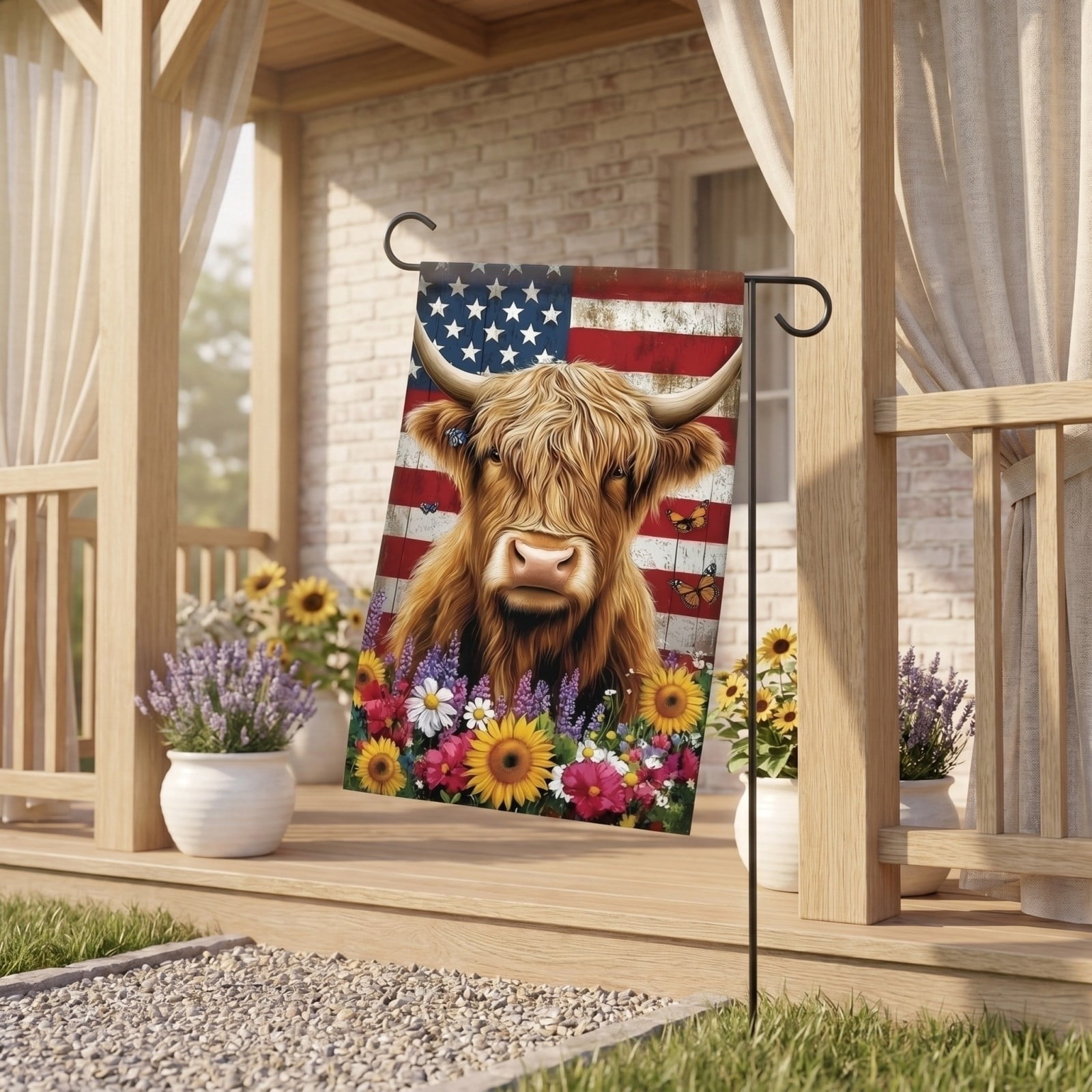 Cheapark Patriotic Yard Flag Independence Day Linen Banner Digital ...
