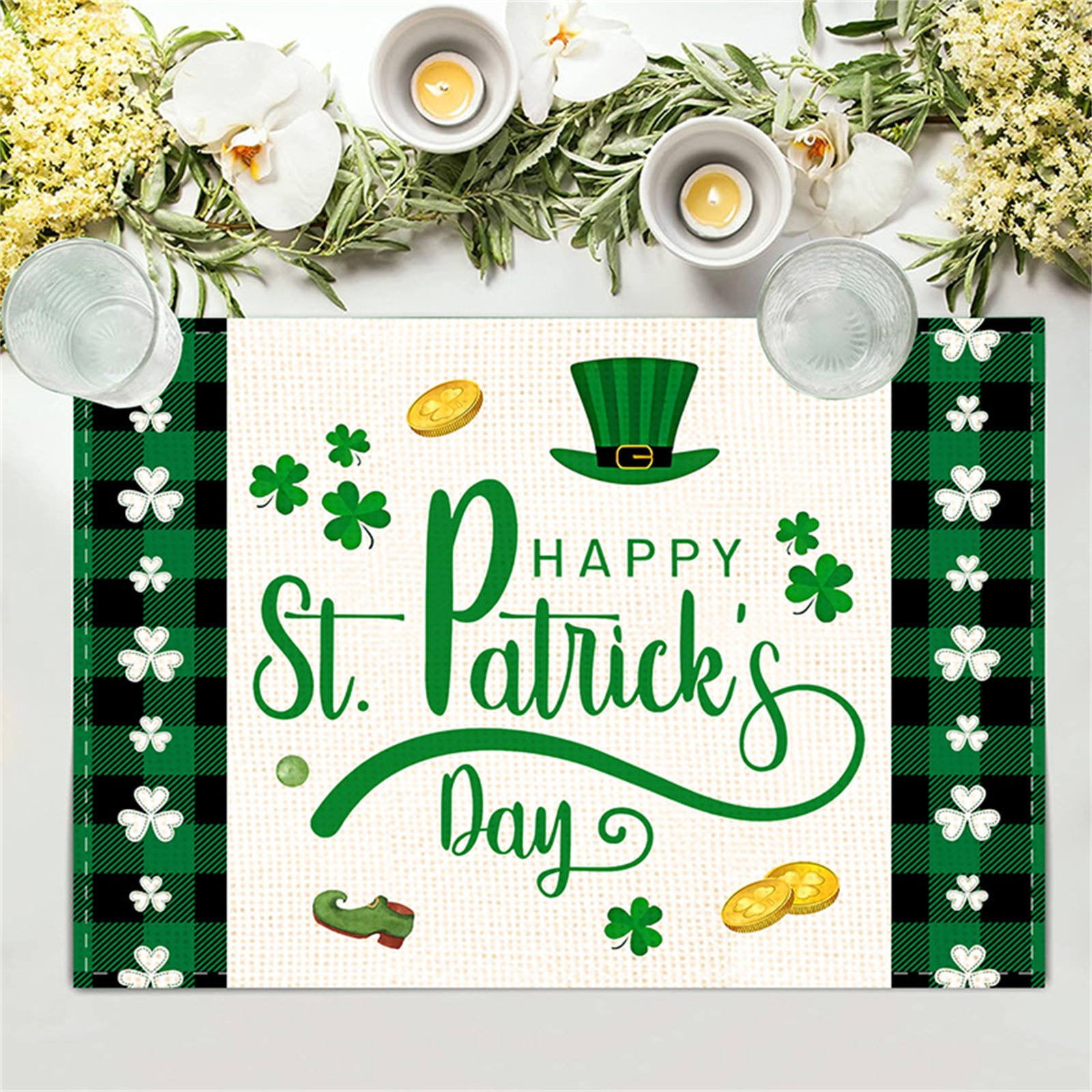 Cheapark Printed St. Patrick's Day Place Mats Set of 6 Anti Fouling ...